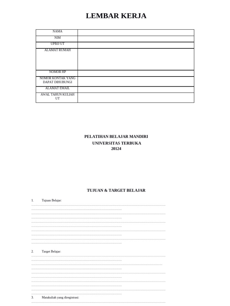 Lembar Kerja PKBJJ | PDF