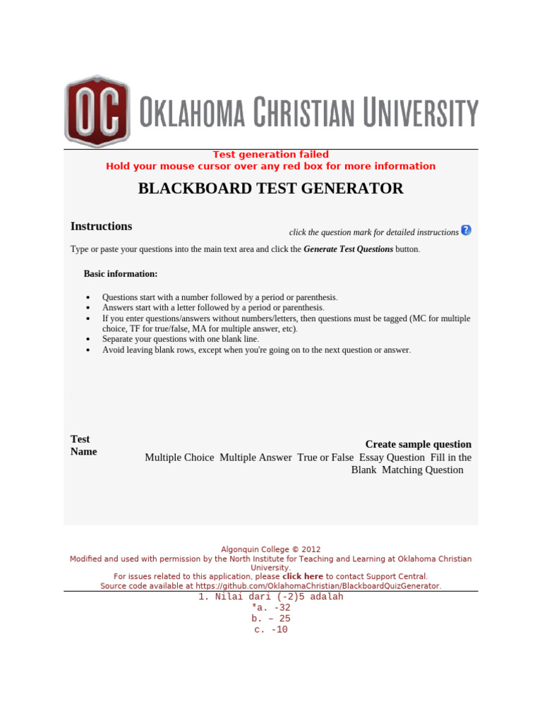 Test Generation Failed | PDF