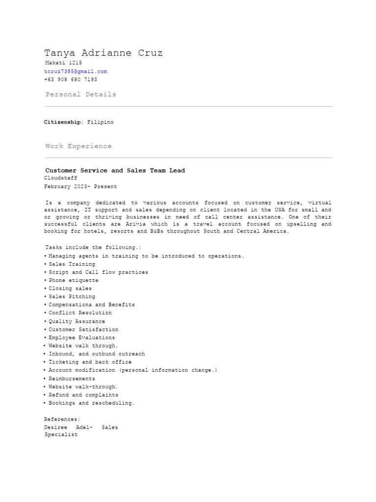 Tanya-Adrianne-Cruz CV 2023 | PDF