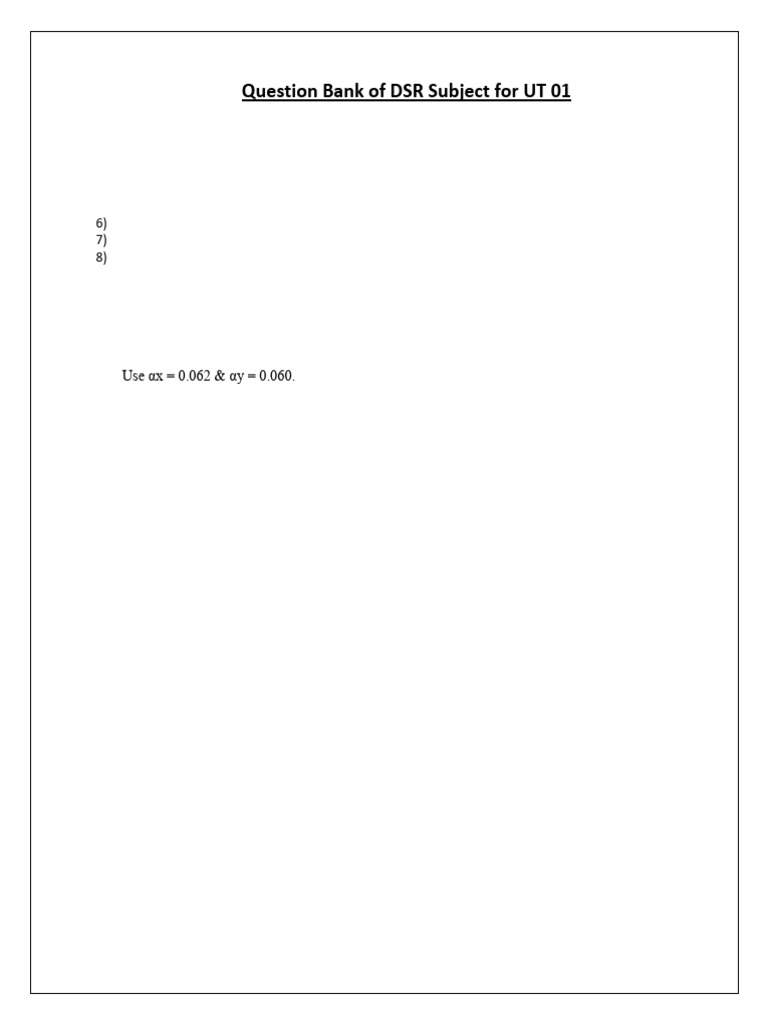 Question Bank For DSR Question Bank UT 01 (2024-25) | PDF