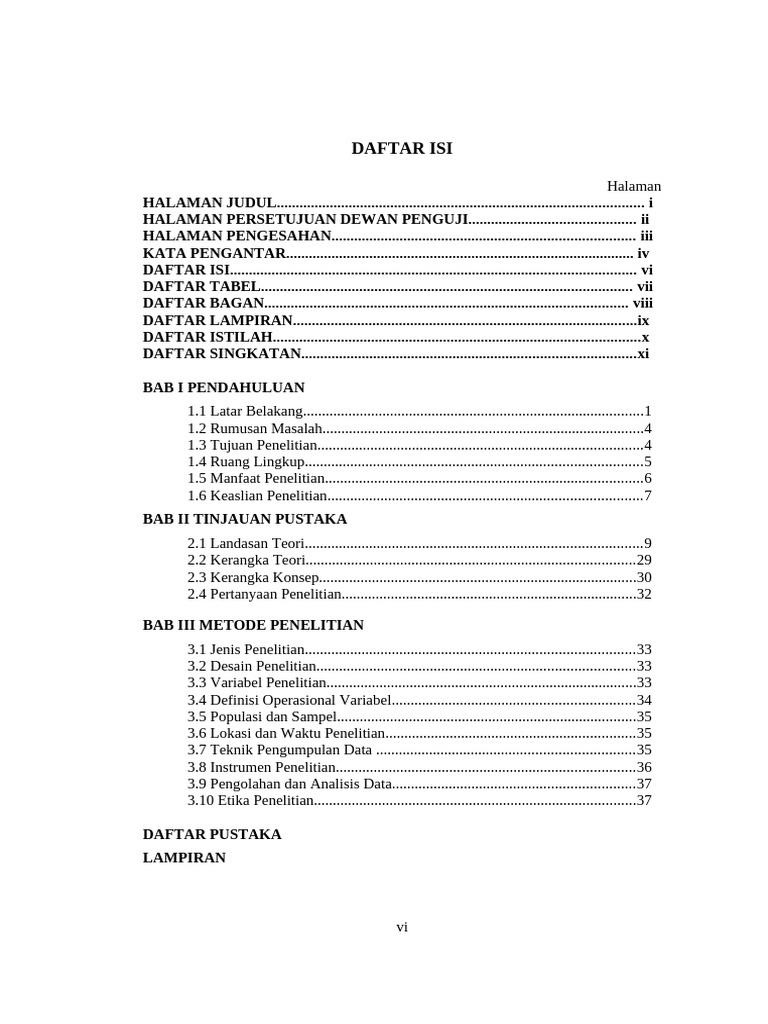 Daftar Isi Proposal | PDF
