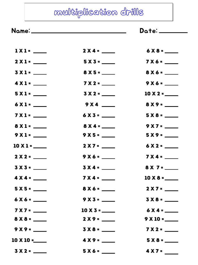Multiplication Drill Worksheets | PDF | Mathematics | Teaching Methods ...