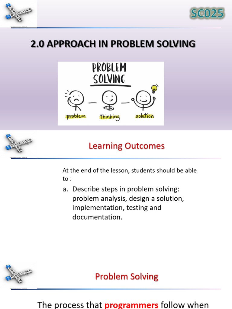 2.0 Lecture-Approach in Problem Solving | PDF