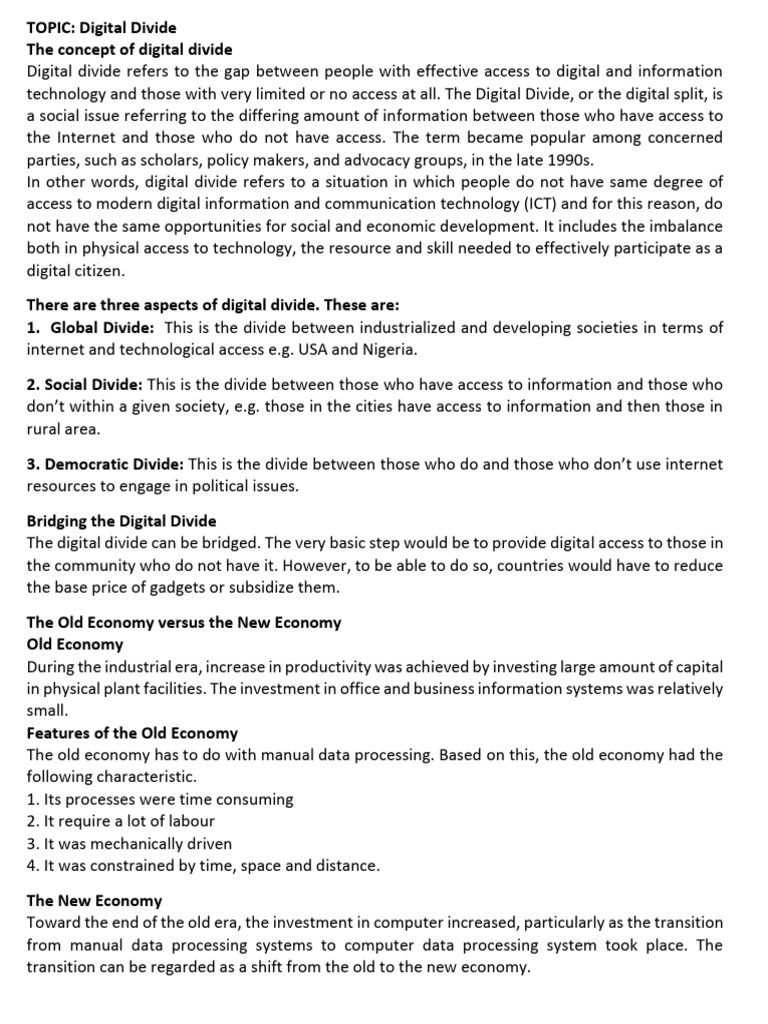 Digital Divide | PDF | Information | Economies