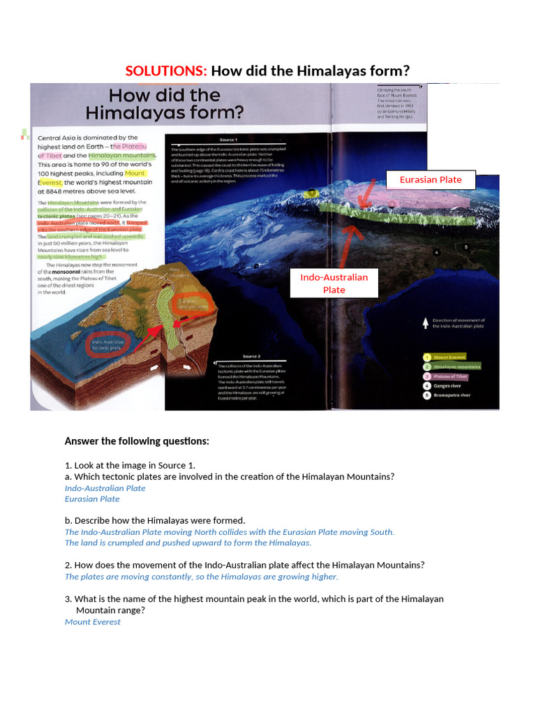 How Did The Himalayas Form SOLUTIONS | PDF