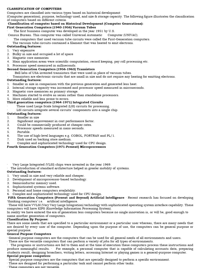 Classification of Computers | PDF | Personal Computers | Microcomputers