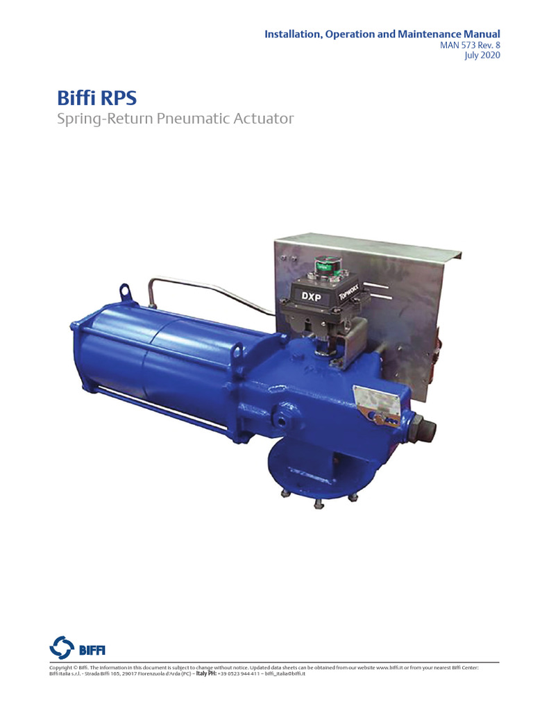 Biffi RPS: Spring-Return Pneumatic Actuator | PDF