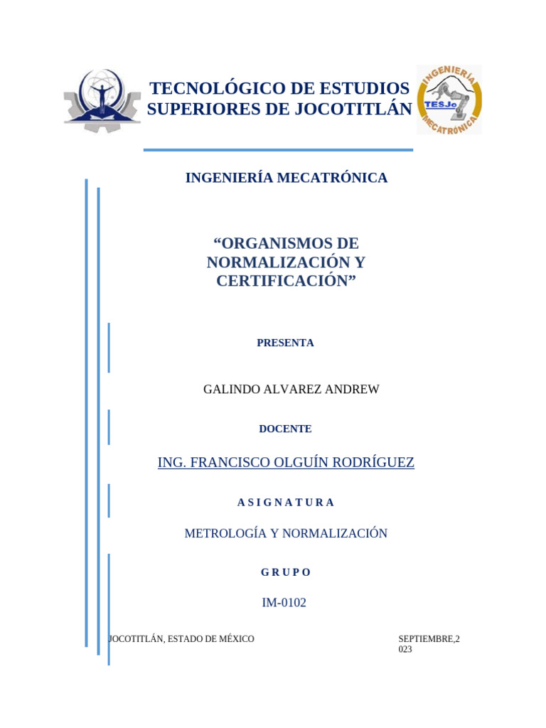 Organismos de Normalización, Certificación-Galindo Alvarez Andrew | PDF