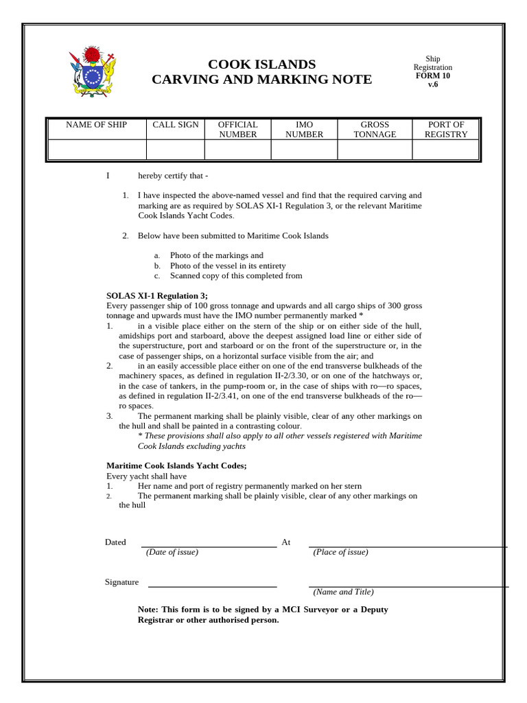 Form 10 Carving and Marking Note v6 | PDF