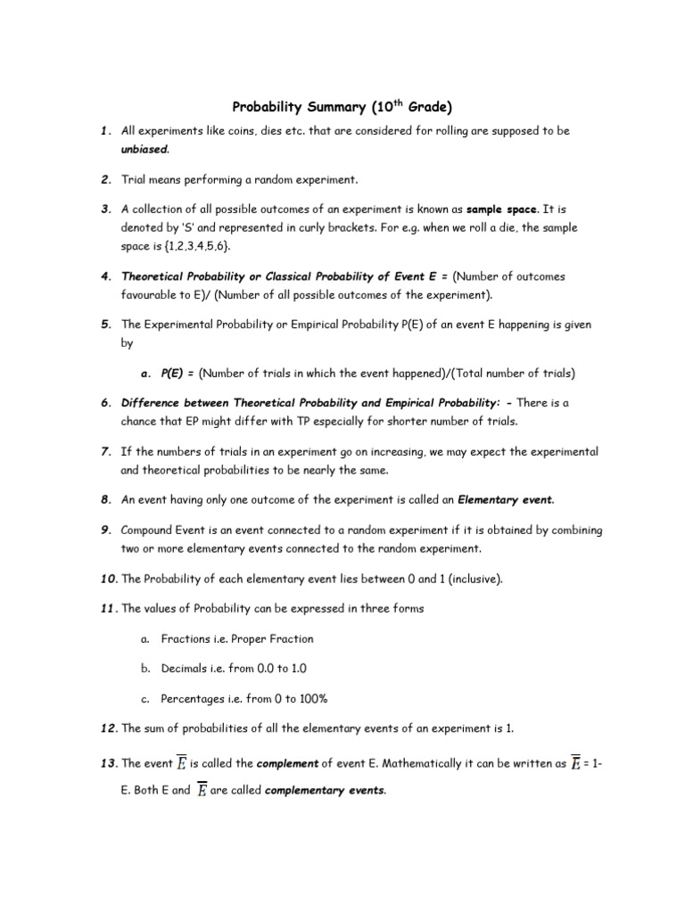 Probability Summary | PDF