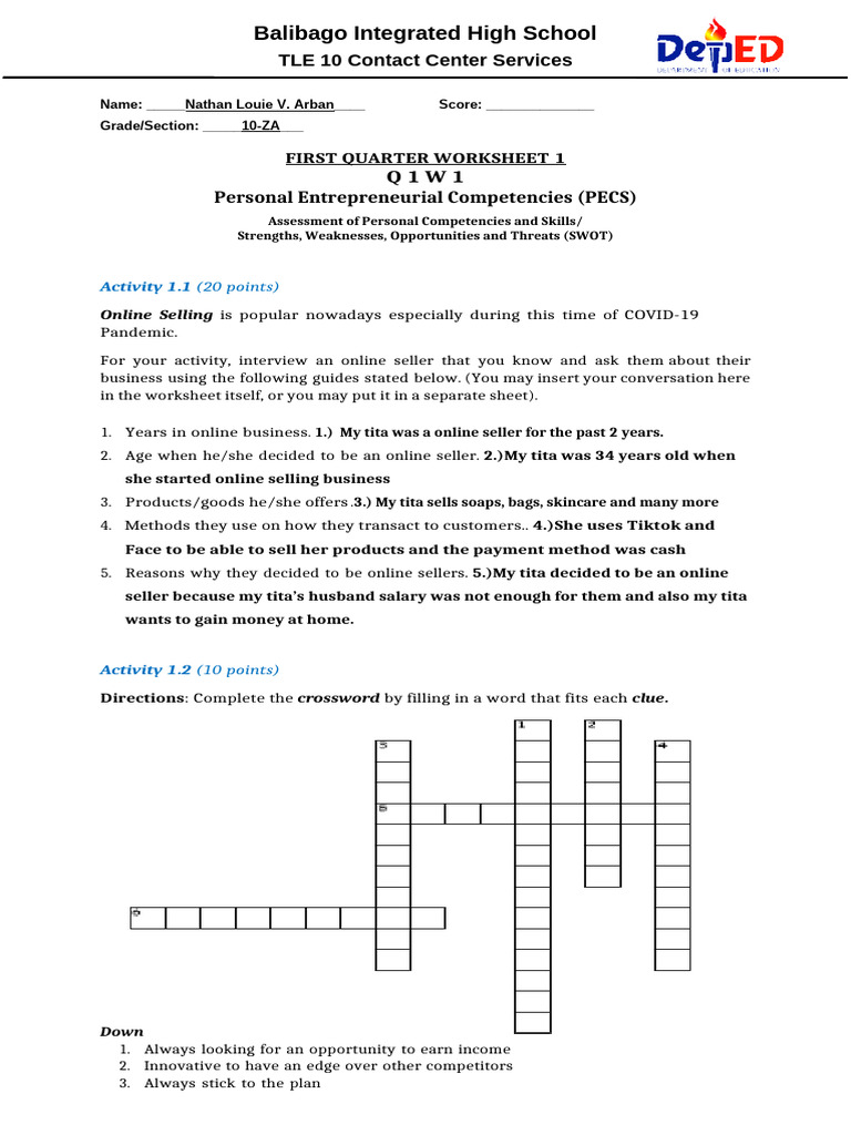 Ict 10 First Activity | PDF