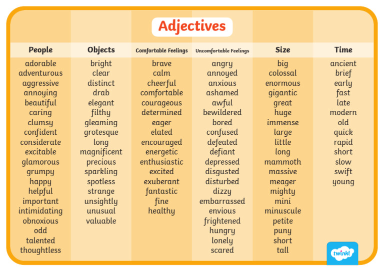 Au t2 e 015 Adjective Word Mat Ver 6 | PDF