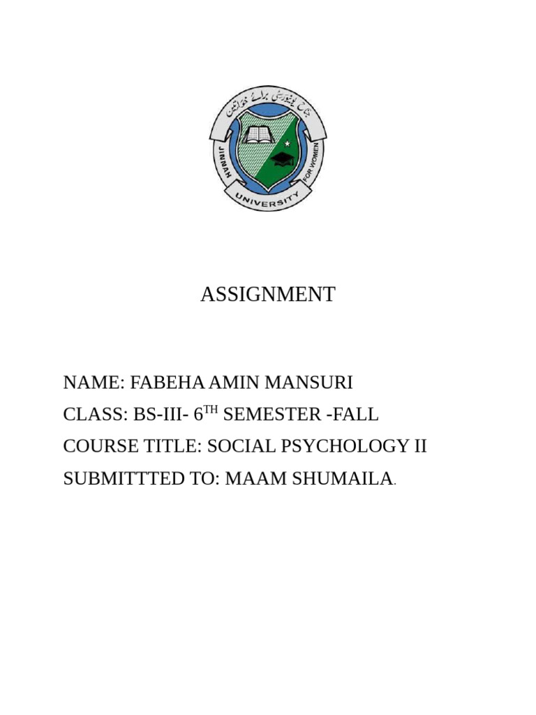 Social Psychology Assignment | PDF Social Psychology Assignment | PDF