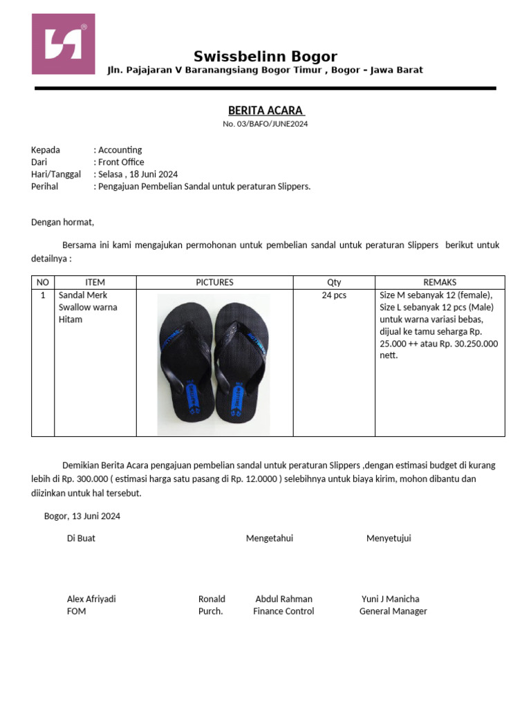 BA Pengajuan VIP Set Up | PDF