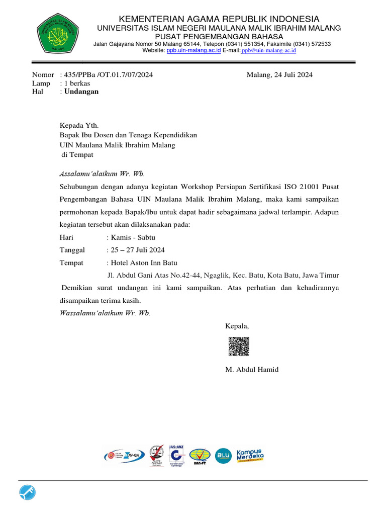 Undangan Tim Iso | PDF