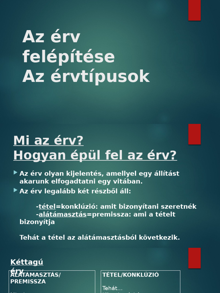 Az Érv Felépítése És Típusai | PDF