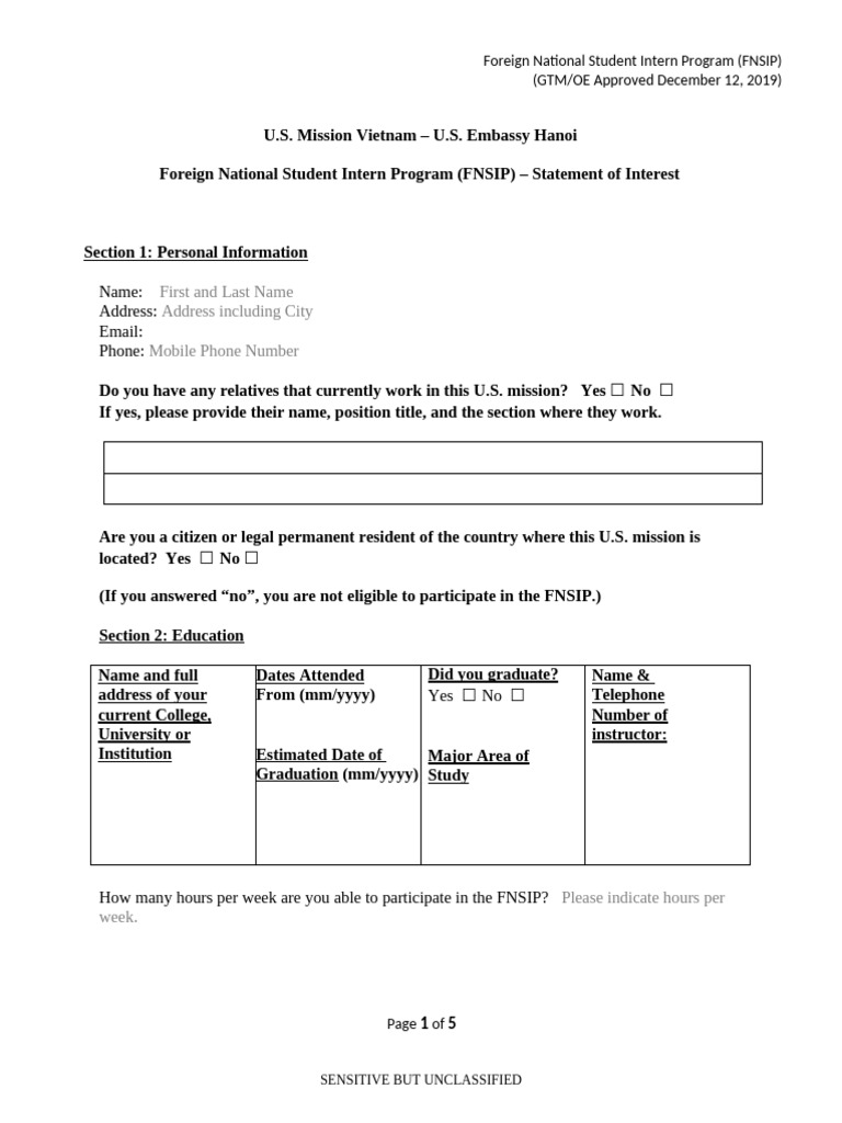 Intern - Statement of Interest - Gratuitous Service Agreement | PDF ...
