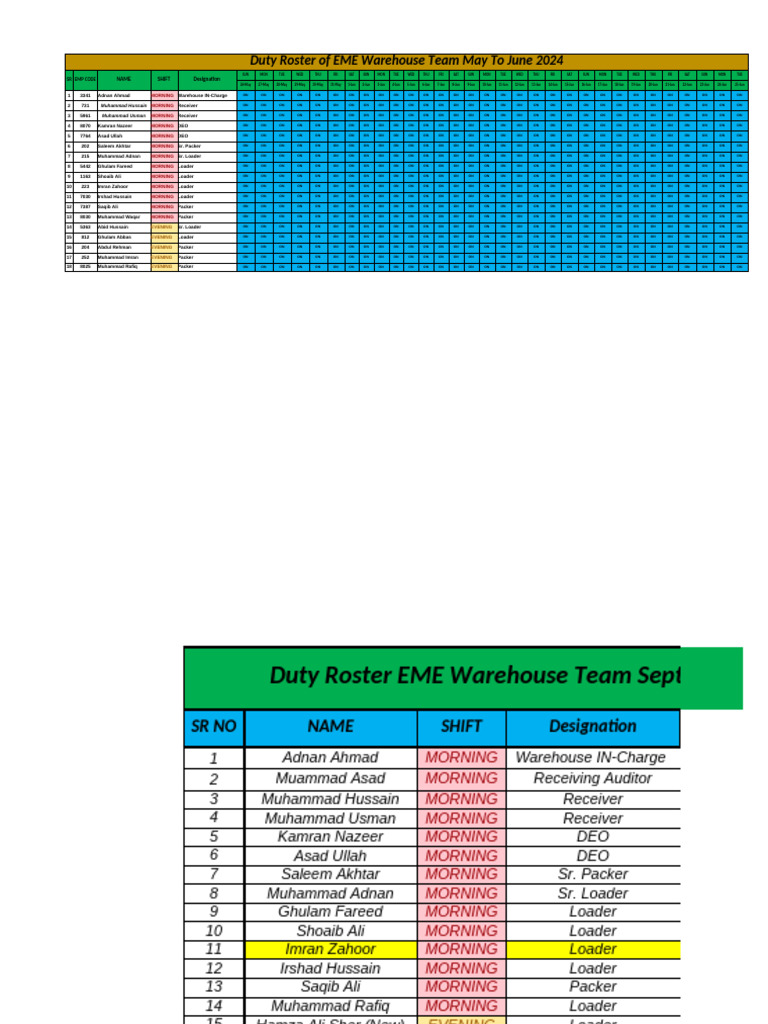 Duty Roster JUNE 2024 | PDF