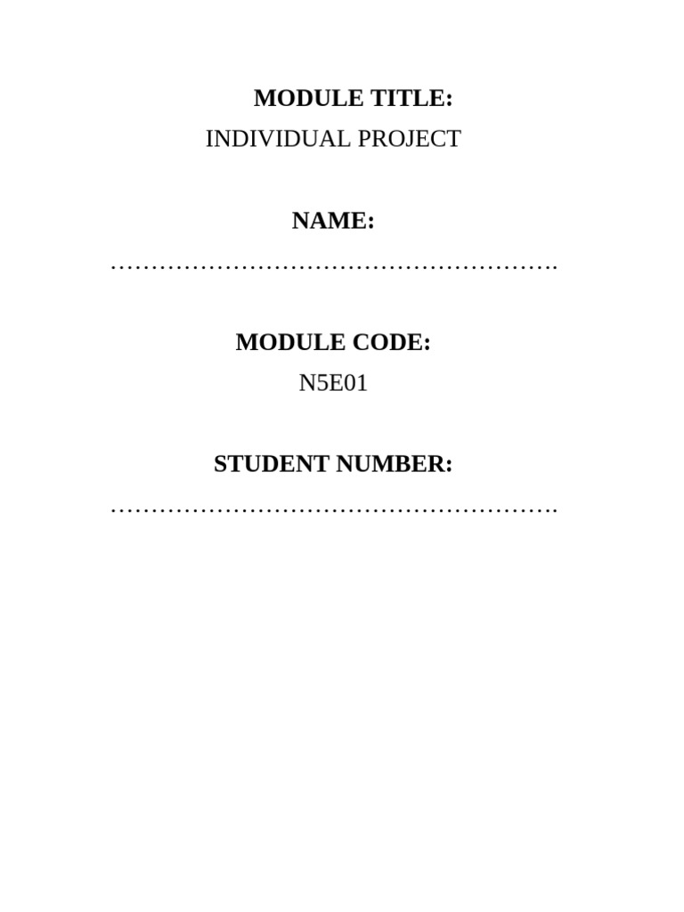 Revised Individual Project (N5e01) | PDF