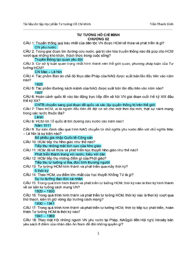 File ôn tập TTHCM | PDF