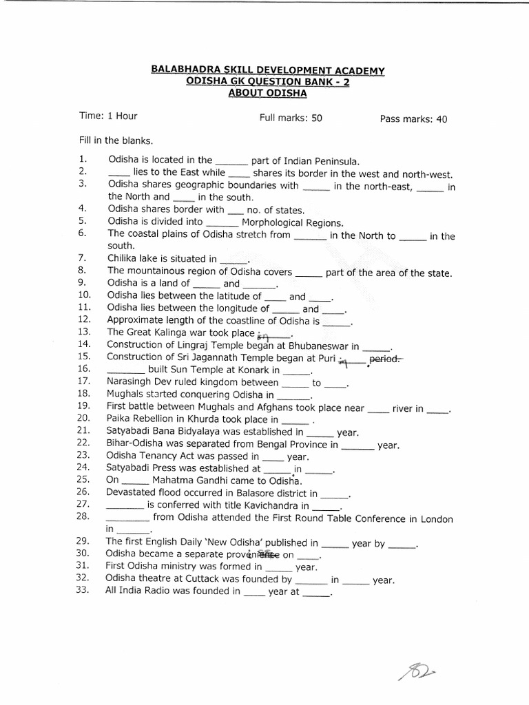Odisha GK Q and A About Odisha 7 | PDF
