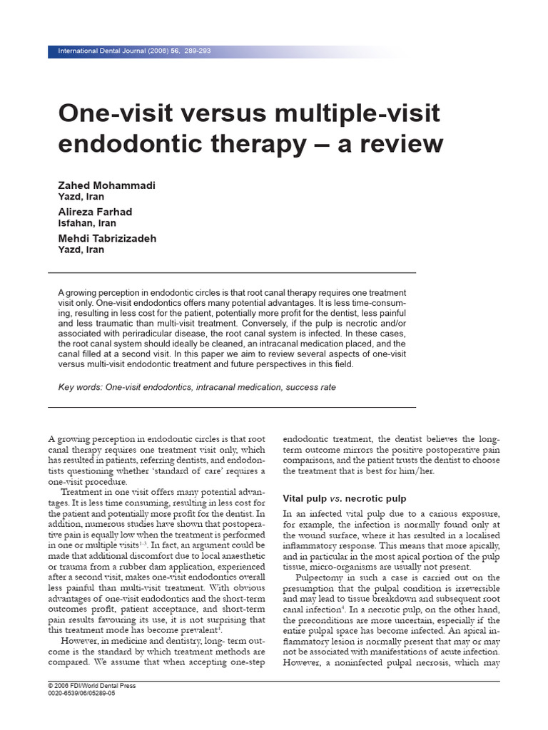 One Visit Versus Multiple Visits | PDF