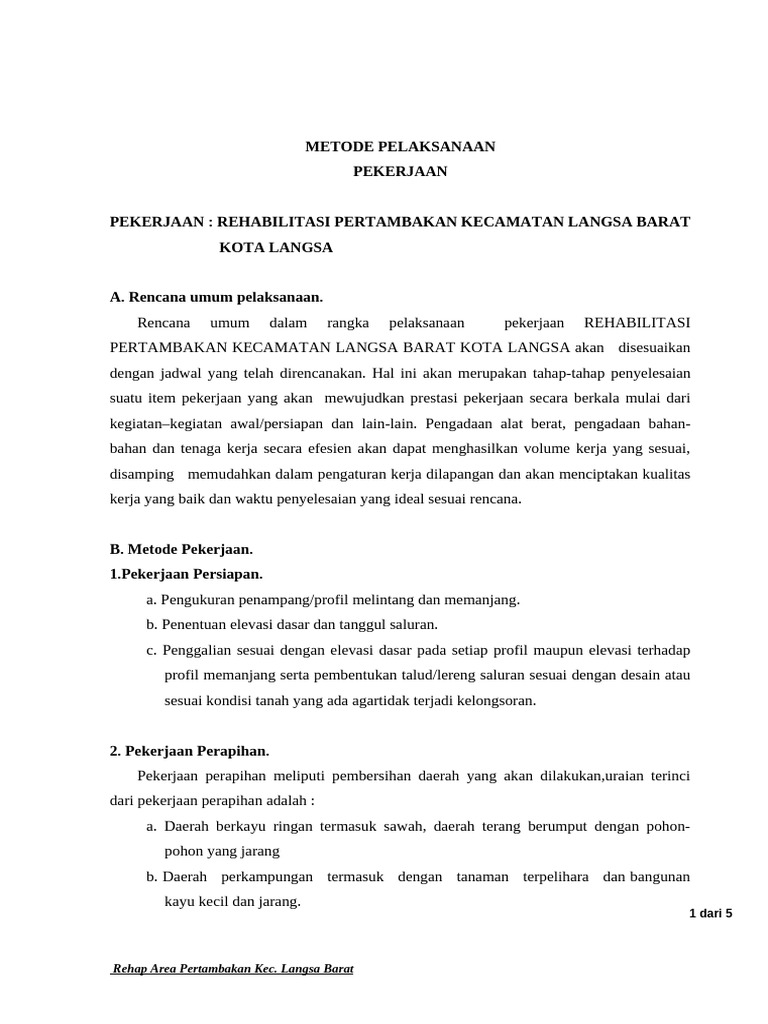 RKS Rehap Tambak | PDF