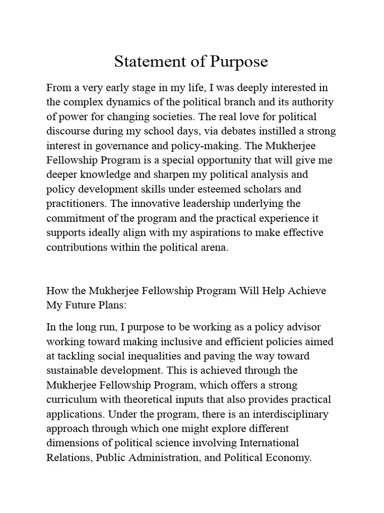 Statement of Purpose | PDF