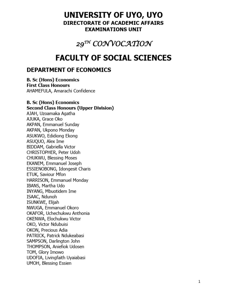 Social Sciences 29th Convocation List | PDF | Old Testament People ...