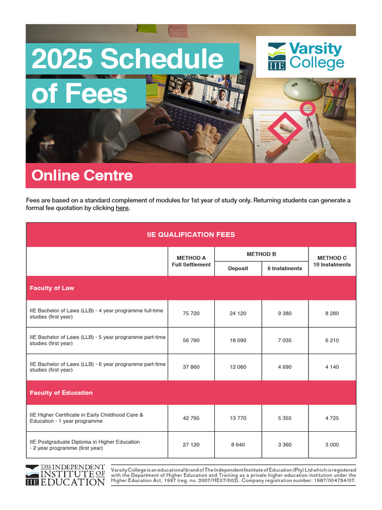 vc_distance_2025_fee_schedule_online_centre | PDF