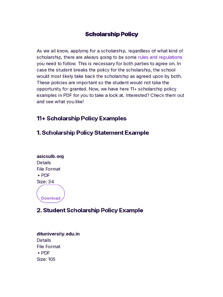 Scholarship Policy | PDF