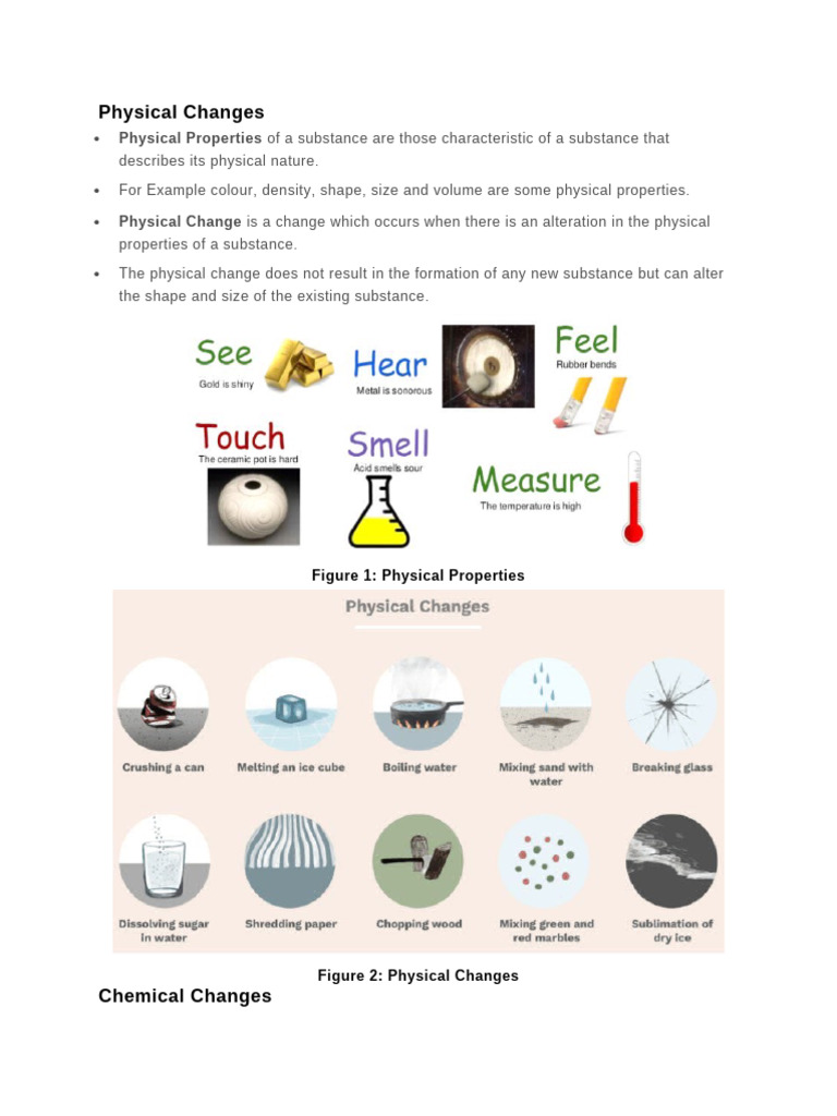 Physical Changes Class 7 | PDF | Rust | Chemical Substances