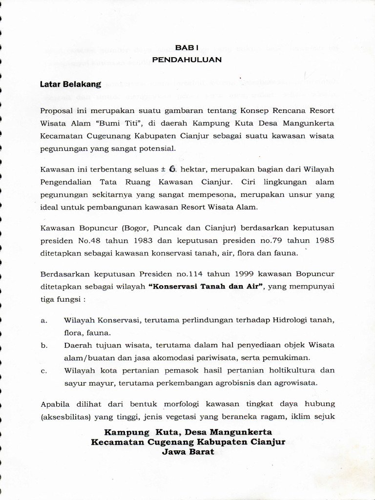 Project Proposal Bumi Titi Resort Pdf