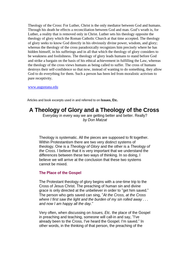 Theology of the Cross | PDF