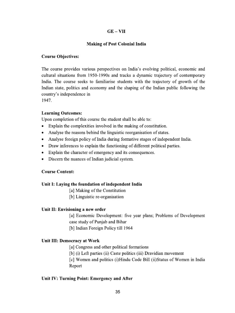 GE Making of Post Colonial India c.1950 1990 | PDF