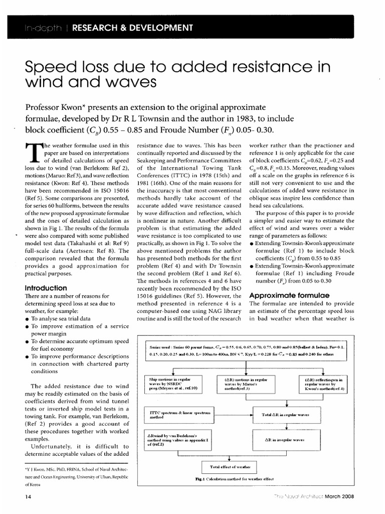 Speed Loss Due To Added Resistance in Wind and Waves (Article) 1 | PDF