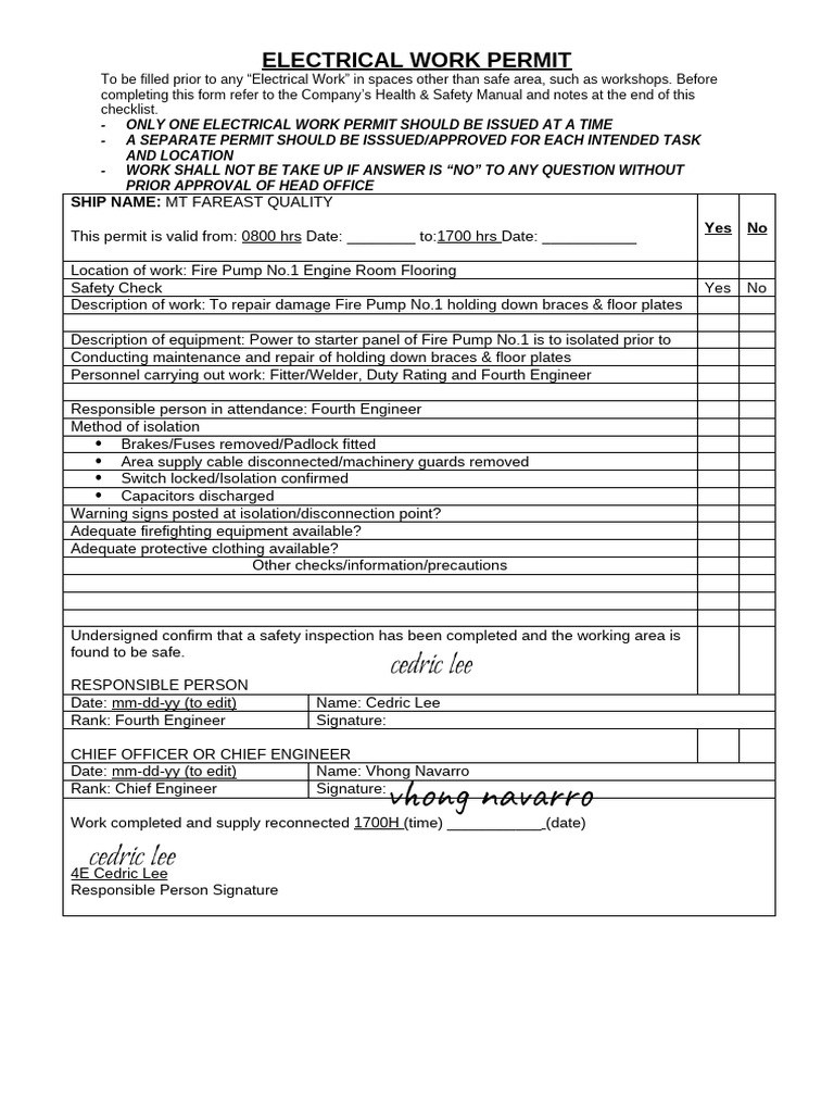 Permit Electrical Work | PDF