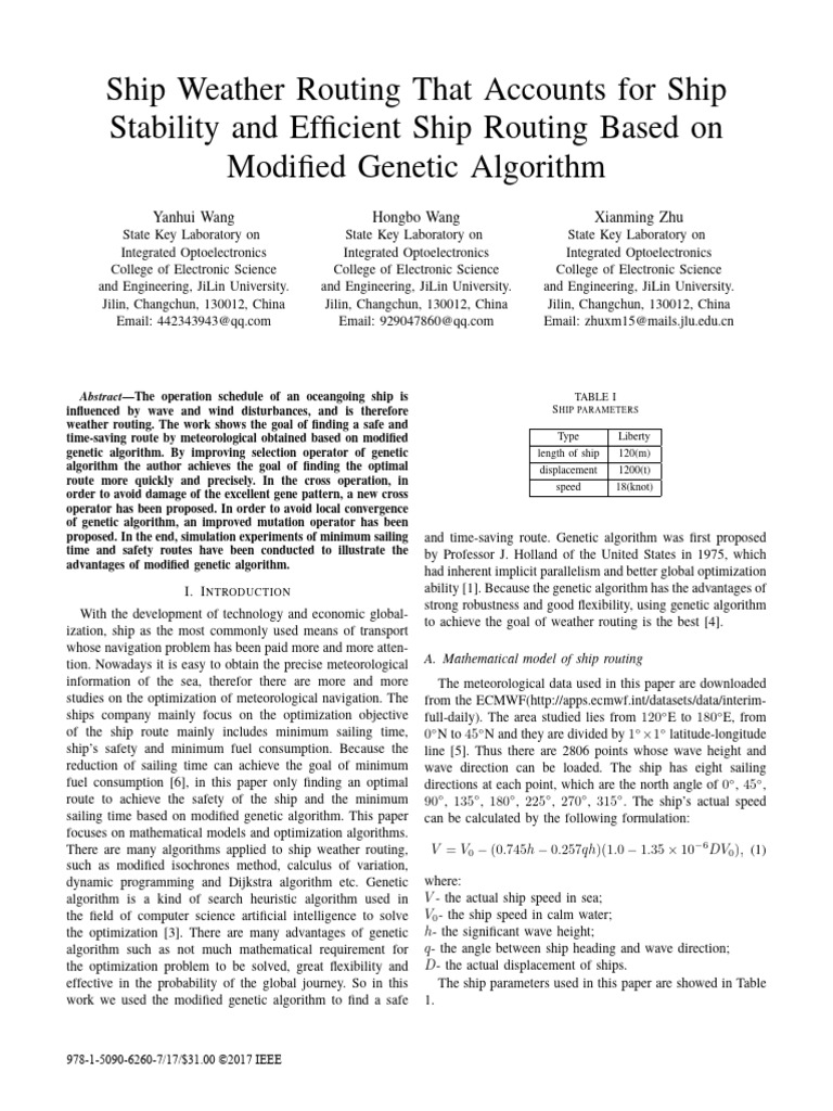 Ship Weather Routing That Accounts For Ship | PDF