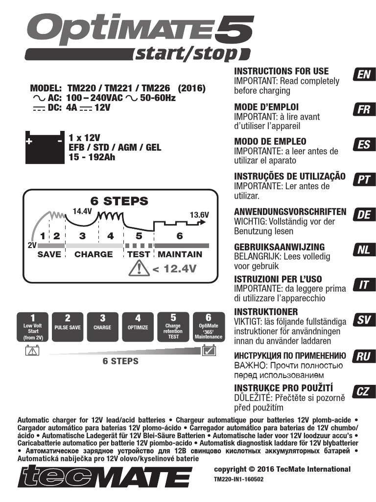 TM220 OptiMate 5 Start Stop Web | PDF