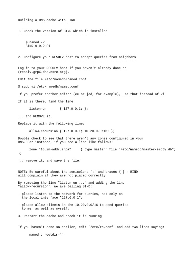 Dns Bind Caching Setup | PDF