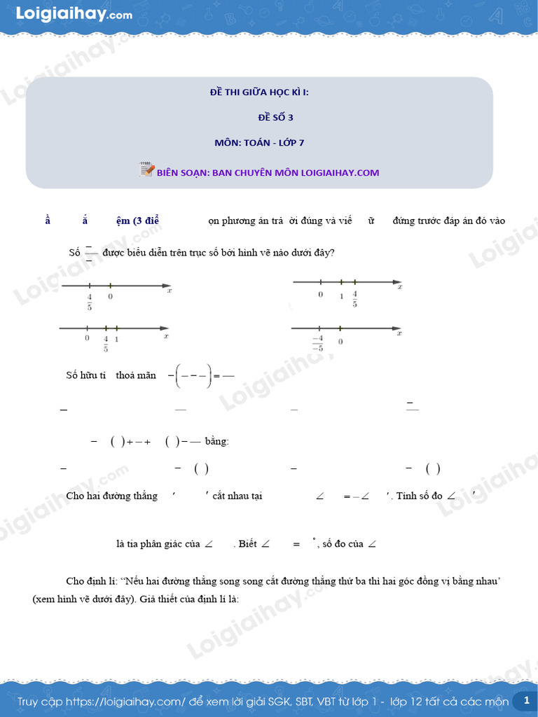 De Kiem Tra Giua Hoc Ki 1 Toan 7 de So 3 Ket Noi Tri Thuc 1666344969 | PDF