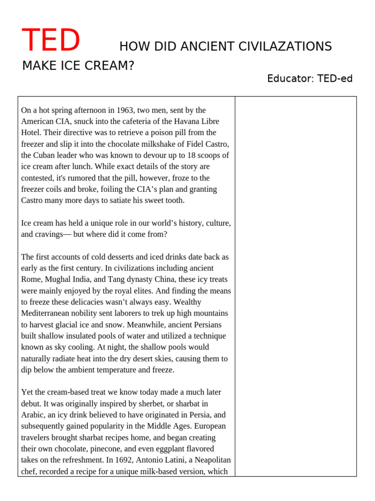 How Did Ancient Civilizations Make Ice Cream | PDF