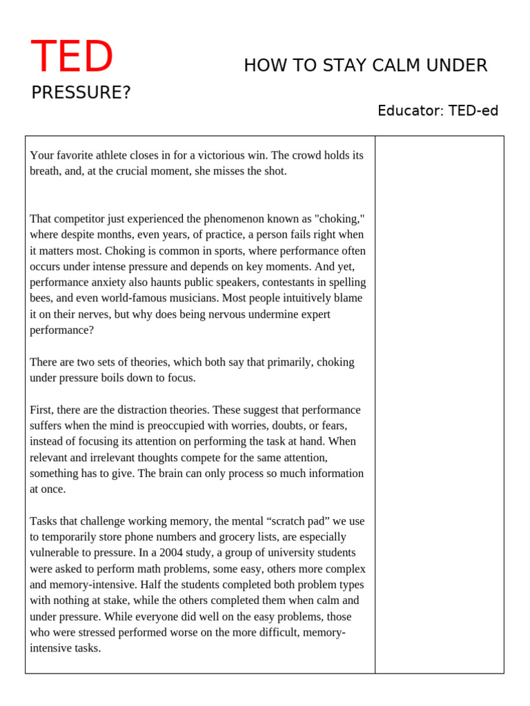 How To Stay Calm Under Pressure | PDF