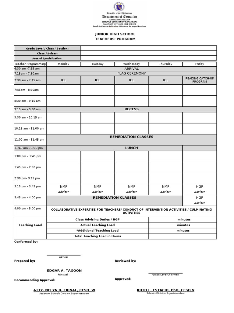 Class Teachers Program 2023 2024 (1) | PDF