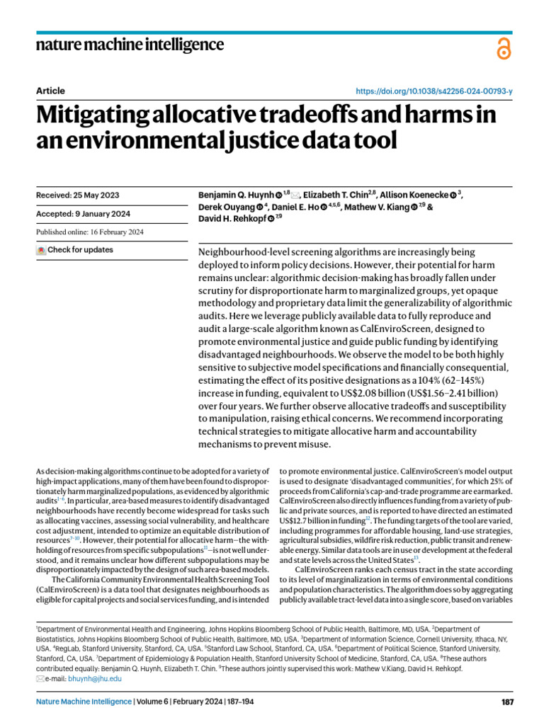 Mitigating Allocative Tradeoffs and Harms in An Environmental Justice ...