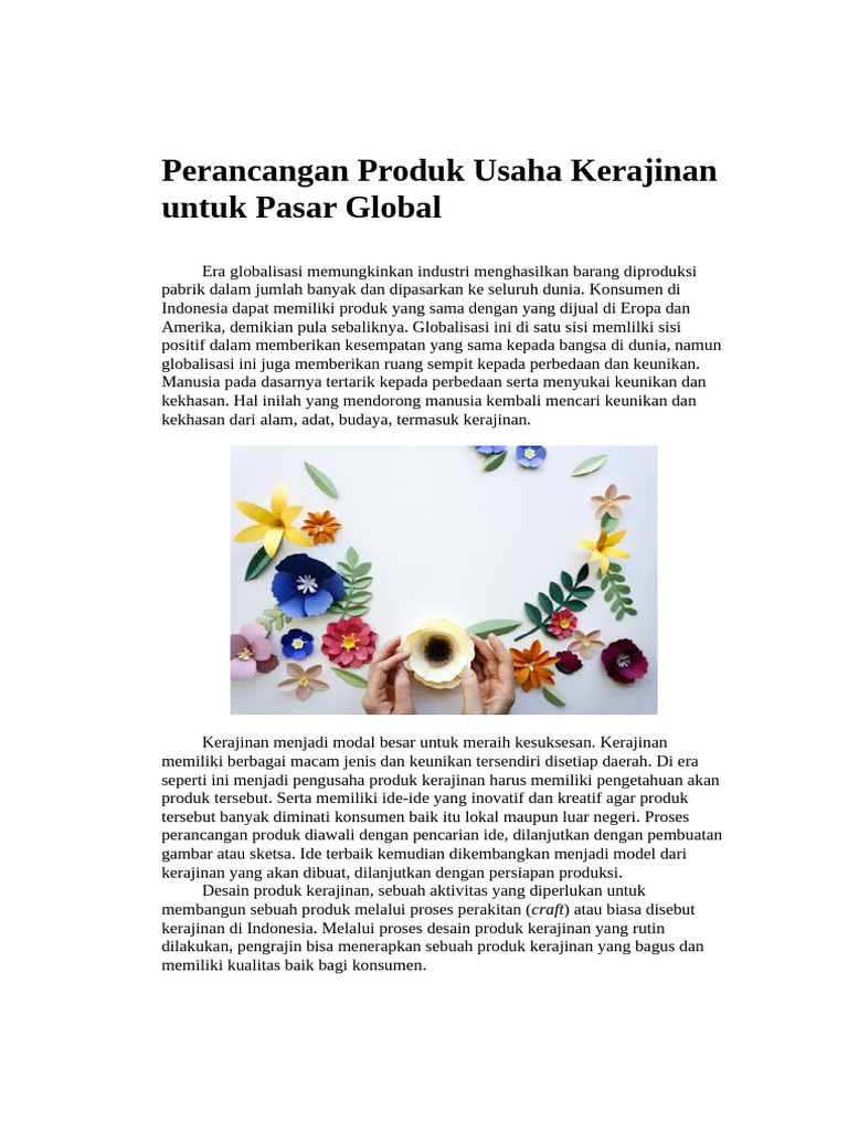 Perancangan Produk Usaha Kerajinan Untuk Pasar Global-1 | PDF