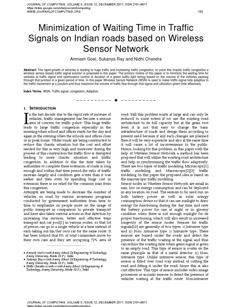 Minimization of Waiting Time in Traffic Signals On Indian Roads Based ...