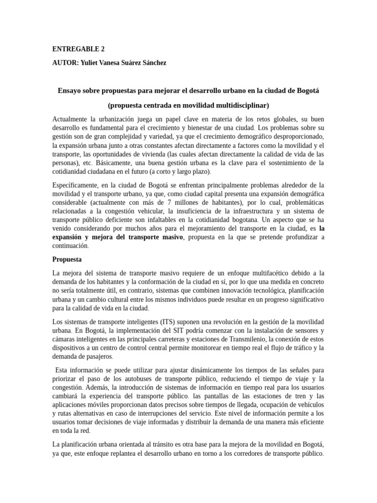 ENTREGABLE 2 Vanesa Suarez - Ensayo Propio | PDF