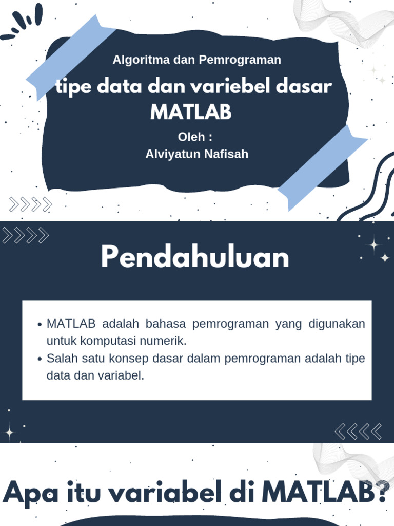 Tipe Data Dan Variebel Dasar MATLAB PDF | PDF