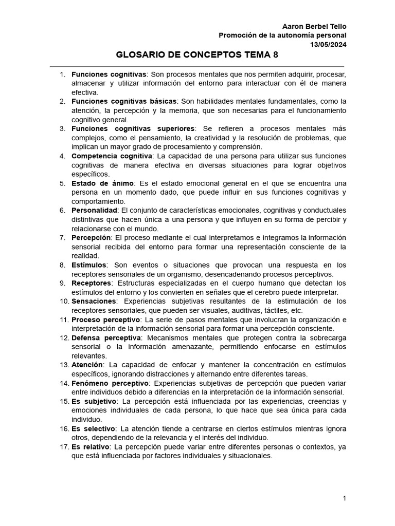 Glosario de Conceptos Tema 8 C | PDF